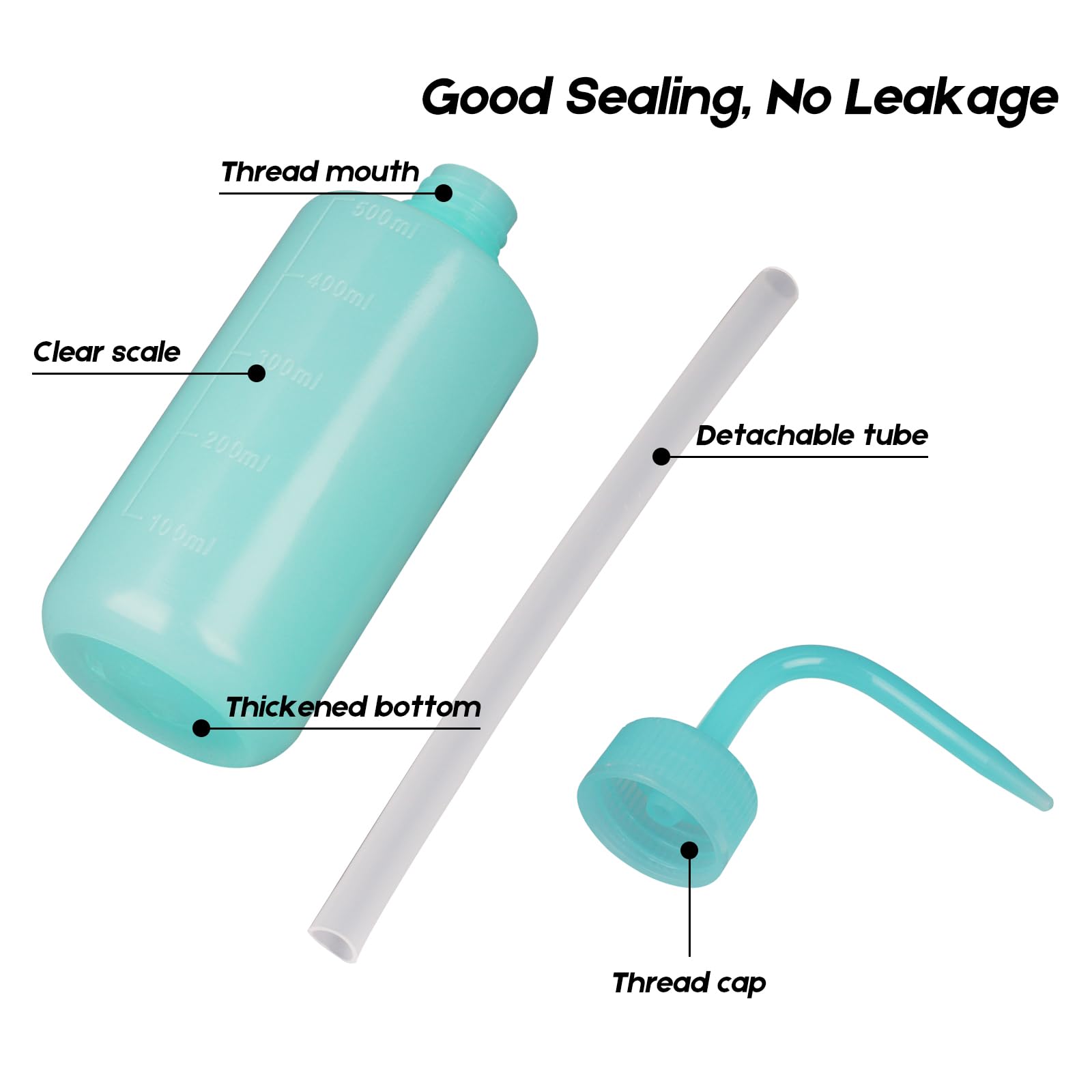 Romlon Plastic Wash Bottle and Squeeze Bottle Bags Kit Incliding 2Pcs 500ml/16oz Squeeze Bottles and 250Pcs Wash Bottle Bags Convenient Green Soap Supply Squeeze Bottle Graduated Bottle Watering Tool
