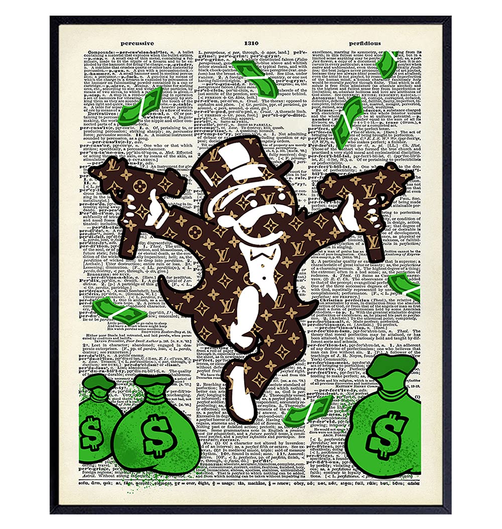 LARGE 11X14 - Designer LV Monopoly Man Poster - Glam Fashion Design - Urban Street Art - Graffiti Wall Art Print - Room Decoration for Dorm, Office, Teens Bedroom – Cool Gift – High Fashion Home Decor