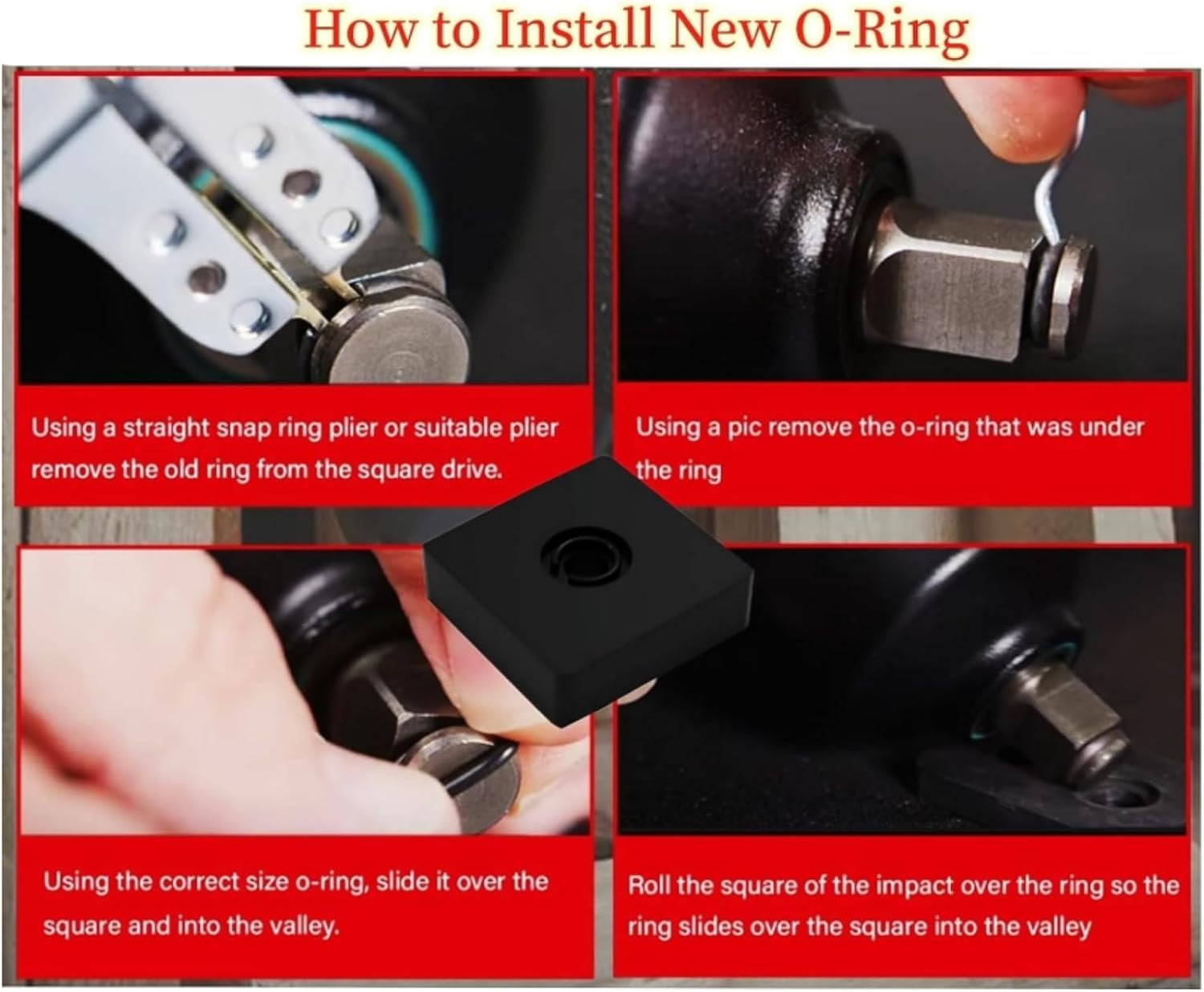 QMTCYXGS ( 12+12 Sets 1/2β & 3/8" Impact Retaining Ring Clip Friction Ring Hog Ring with O-Ring for Milwaukee Electric Pneumatic Type Impact Wrench, Includes Install Tool