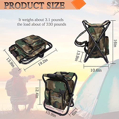 IVONNEY Backpack Stool Cooler Chair, Folding Stool Backpack Insulated Cooler Bag, Camping Chair Stool Backpack, Cooler Chair Backpack Combo for Outdoor Hunting Hiking - Fishing Backpack with Seat