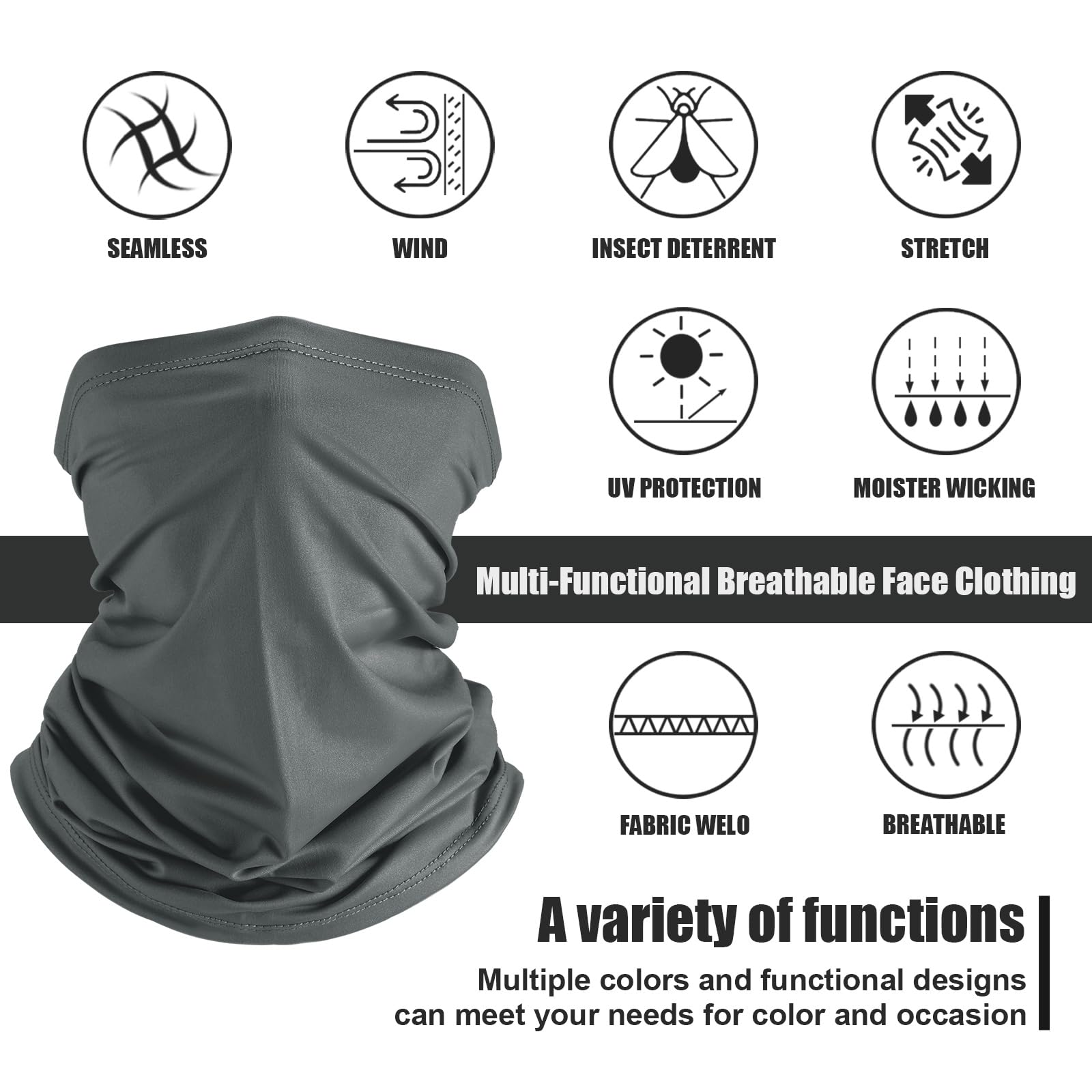 Geyoga 6 Pieces Summer UV Protection Cooling Neck Gaiter Face Clothing Neck Gaiter Scarf Sunscreen Breathable Bandana(Classic Color)
