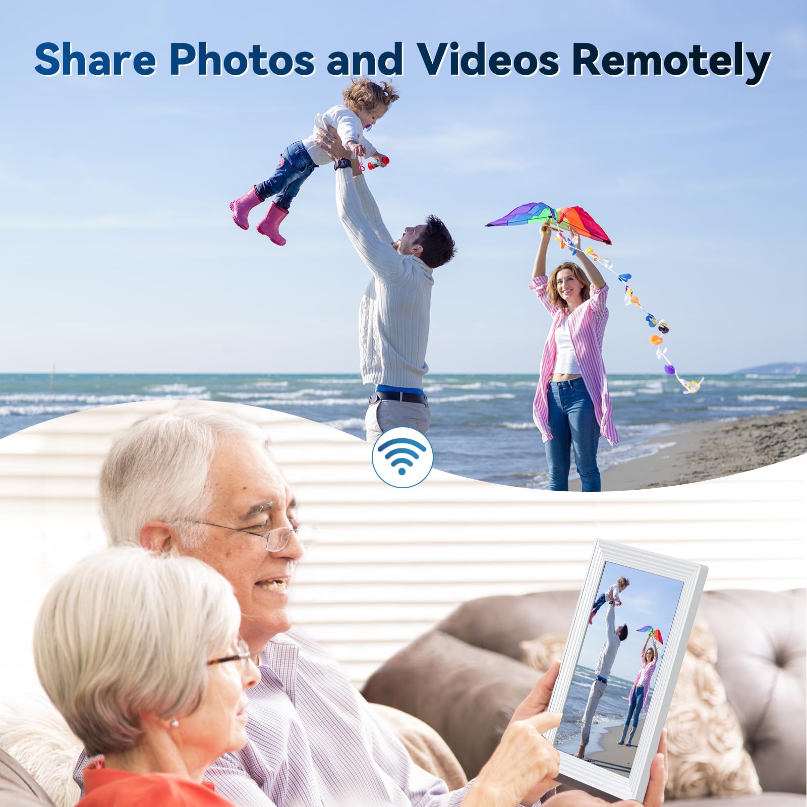 Frameo WiFi Digital Picture Frame, 10.1 Inch Smart Digital Photo Frame with 16GB Storage 1280x800 IPS HD Touch Screen, Auto-Rotate, Easy Setup to Share Photos or Videos Remotely via App from Anywhere