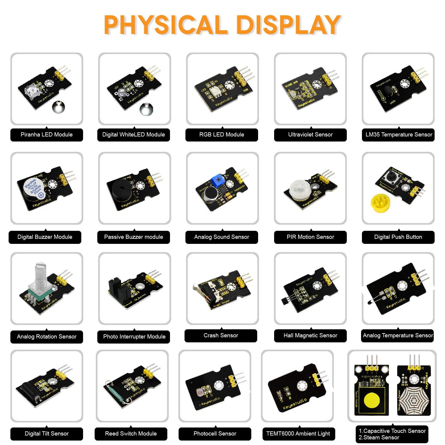 KEYESTUDIO 37 Sensors in 1 Box Starter Kit for BBC Micro bit with Tutorial (Without Microbit Board), Compatible with V1.5, V2 Microbit STEM Sensor Kit Accessories Programming Gift forAdults