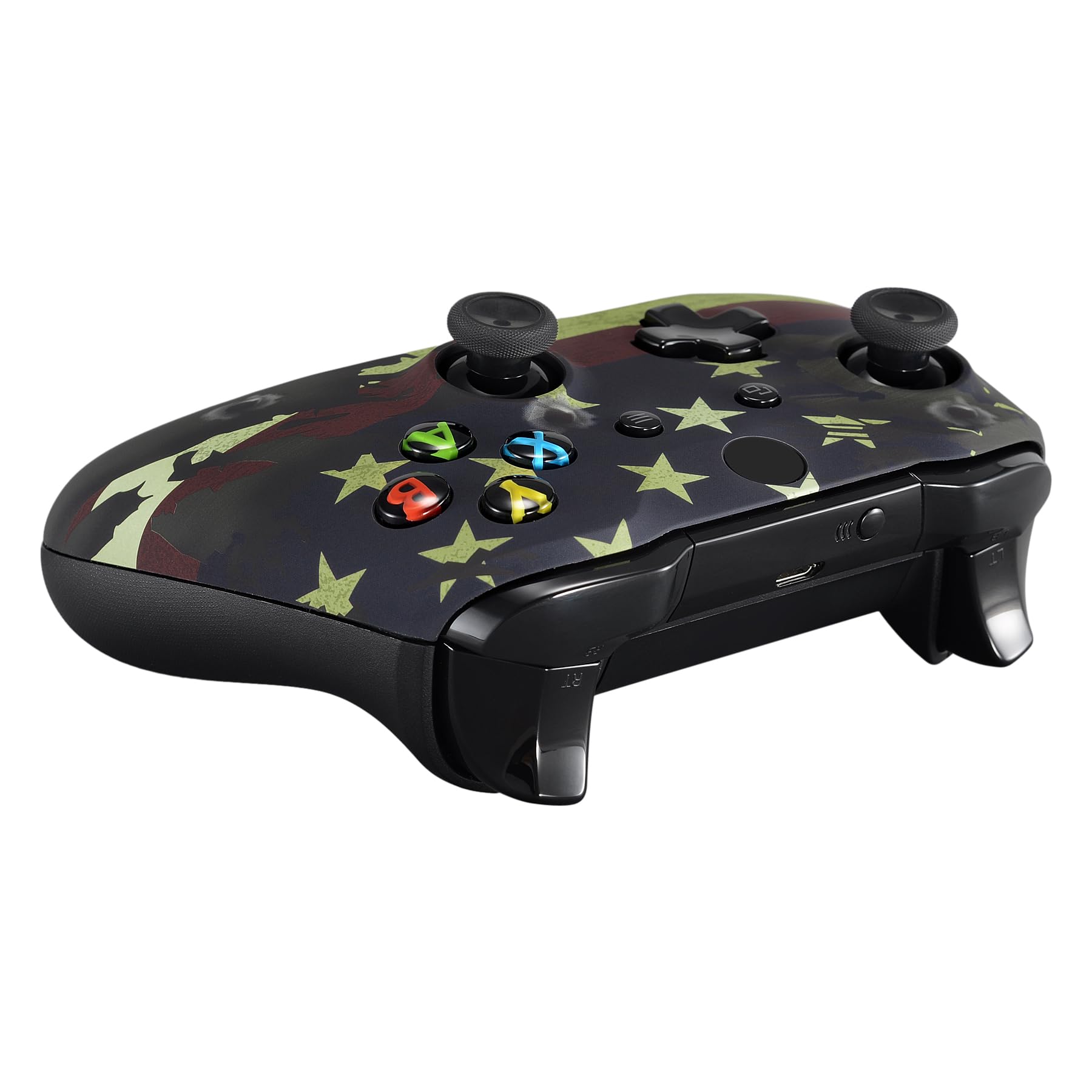 eXtremeRate Soft Touch US Flag The Stars & Stripes Patterned Faceplate Cover, Front Housing Shell Case Comfortable Replacement Kit for Xbox One X S Controller - Controller NOT Included