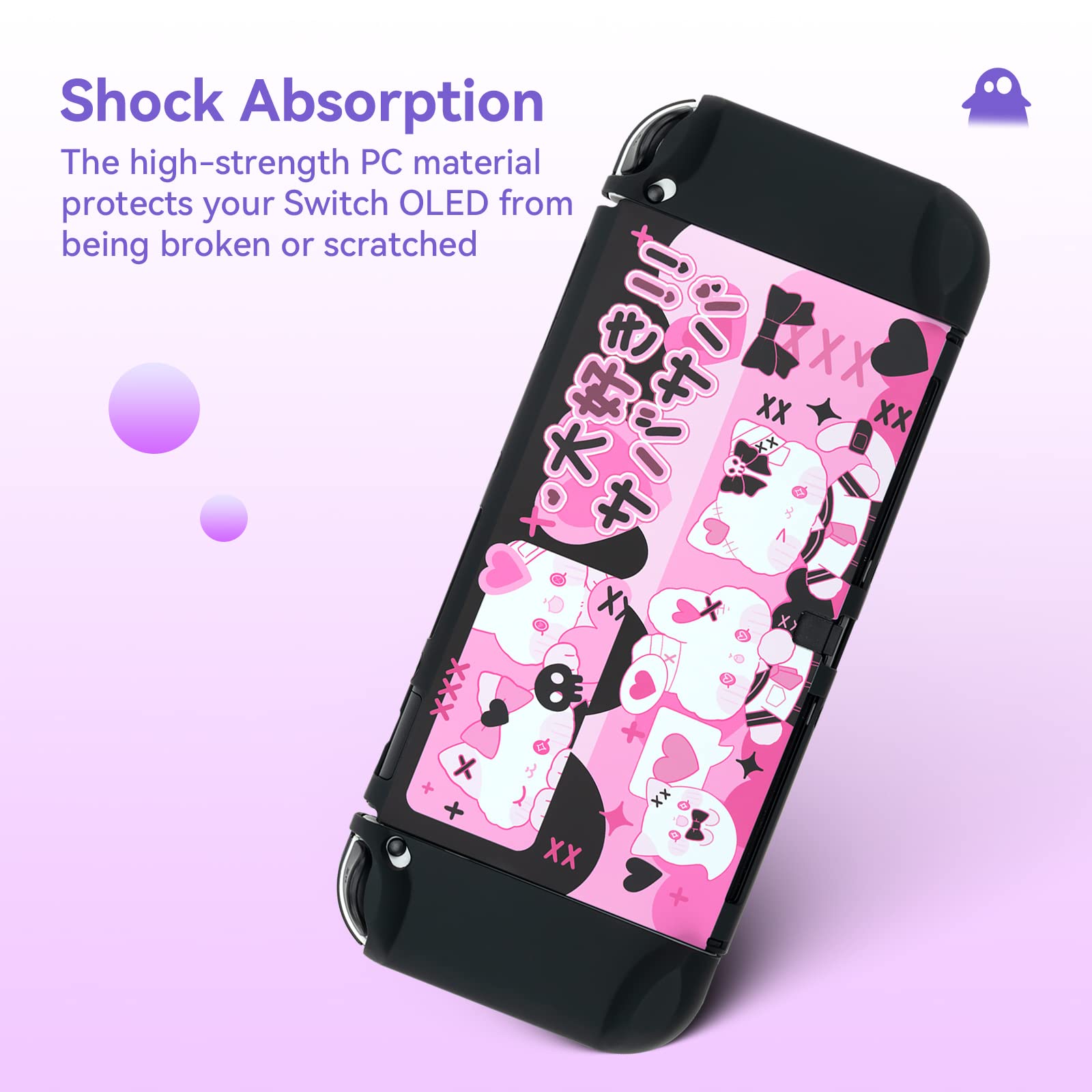 GeekShare Halloween Protective Case Slim Cover Case Compatible with Nintendo Switch OLED and Joy-Con - Shock-Absorption and Anti-Scratch - PinkHolic