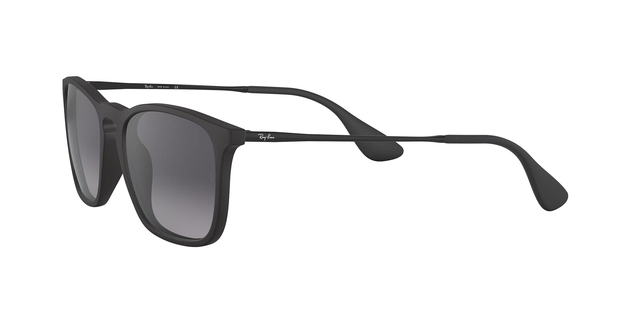 Ray-Ban RB4187 Chris Square Sunglasses, Rubber Black/Light Grey Gradient Dark Grey, 54 mm