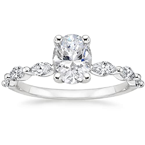 JEWELERYIUM 1 CT Oval Cut Colorless Moissanite Engagement Ring, Wedding/Bridal Ring Set, Solitaire Halo Style, Solid Sterling Silver Vintage Antique Anniversary Bride Jewelry, Gift for Women (5)