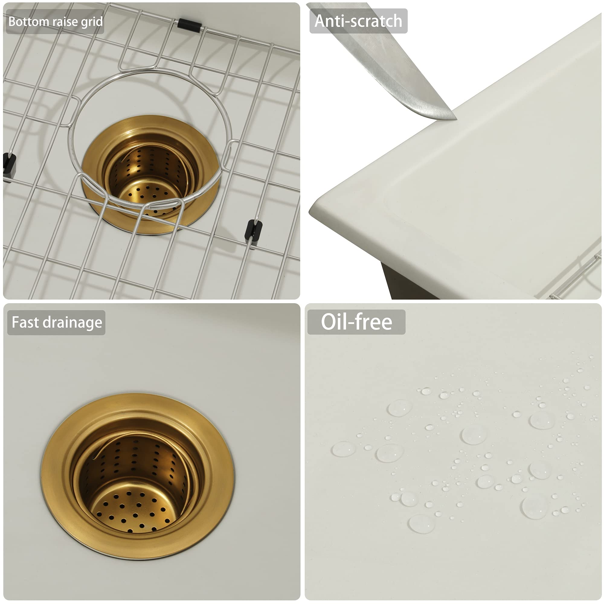 Lonsince Bar Sink,Undermount Bar Sink 16 X 18 Inch,Small RV Sink,Small Bar Sink,White Bar Sink,Granite Undermount Sink,Quartz Classic Kitchen Sink White