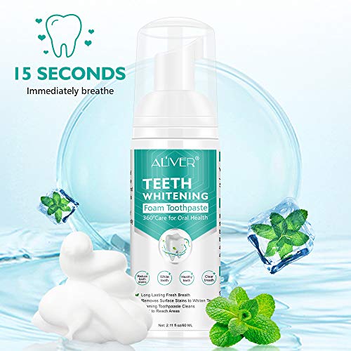 Teeth Whitening Foam,2 in 1 Whitening Toothpaste Mousse,Baking Soda Intensive Stain Removal Toothpaste Foam, Easy to Use, Oral -Care Toothpaste Replacement