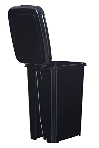 Superio Slim Trash Can with Foot Pedal β 6.5 Gallon Step-On Trash Can with Lid, Medium Plastic Garbage Can, Trashcan for Bathroom, Kitchen, Office, Bedroom, Dorm, Patio β Black, 2