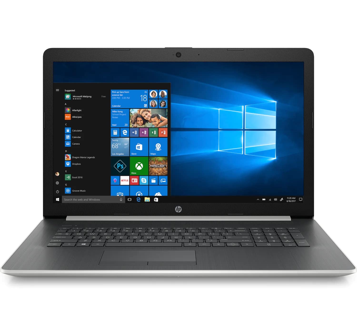 HP Notebook 17-by0017ds, Intel Pentium Gold 4417U, 8 GB DDR4 RAM, 1 TB HDD, 17.3" HD Touchscreen Display Laptop, Windows 10 Home (Renewed)