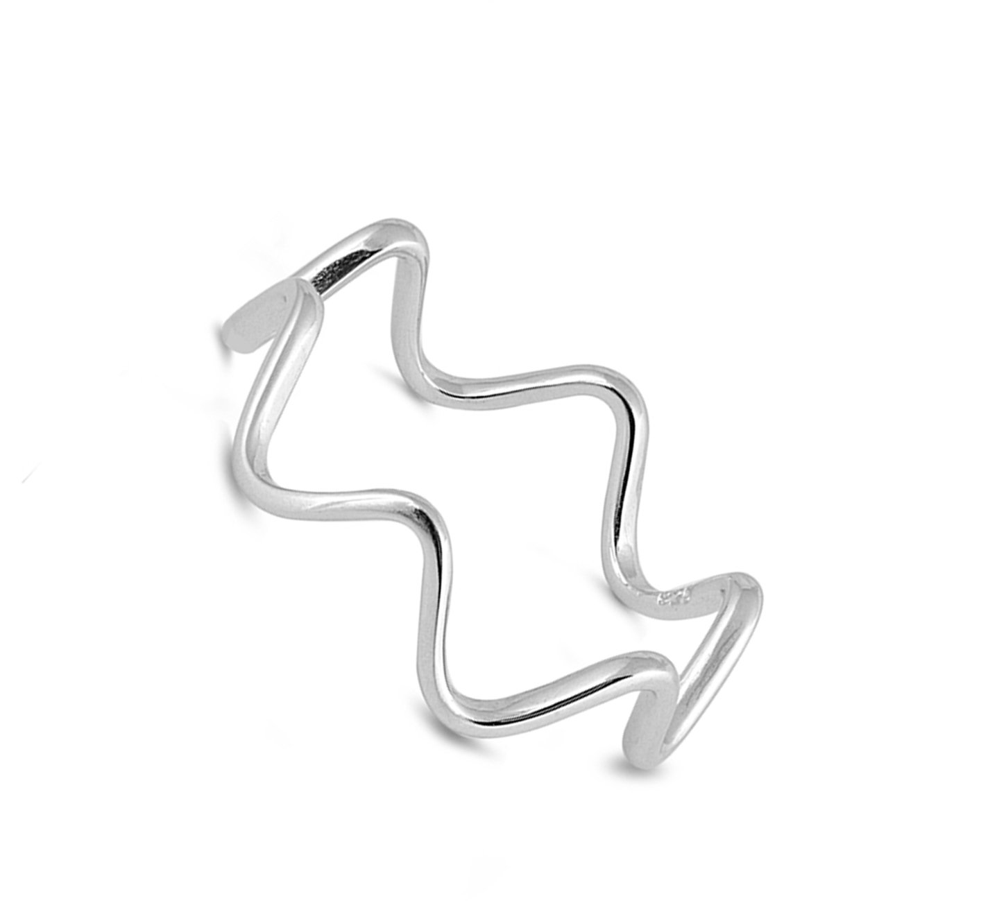 Eternity Wave Stackable Beautiful Ring New .925 Sterling Silver Band Size 13