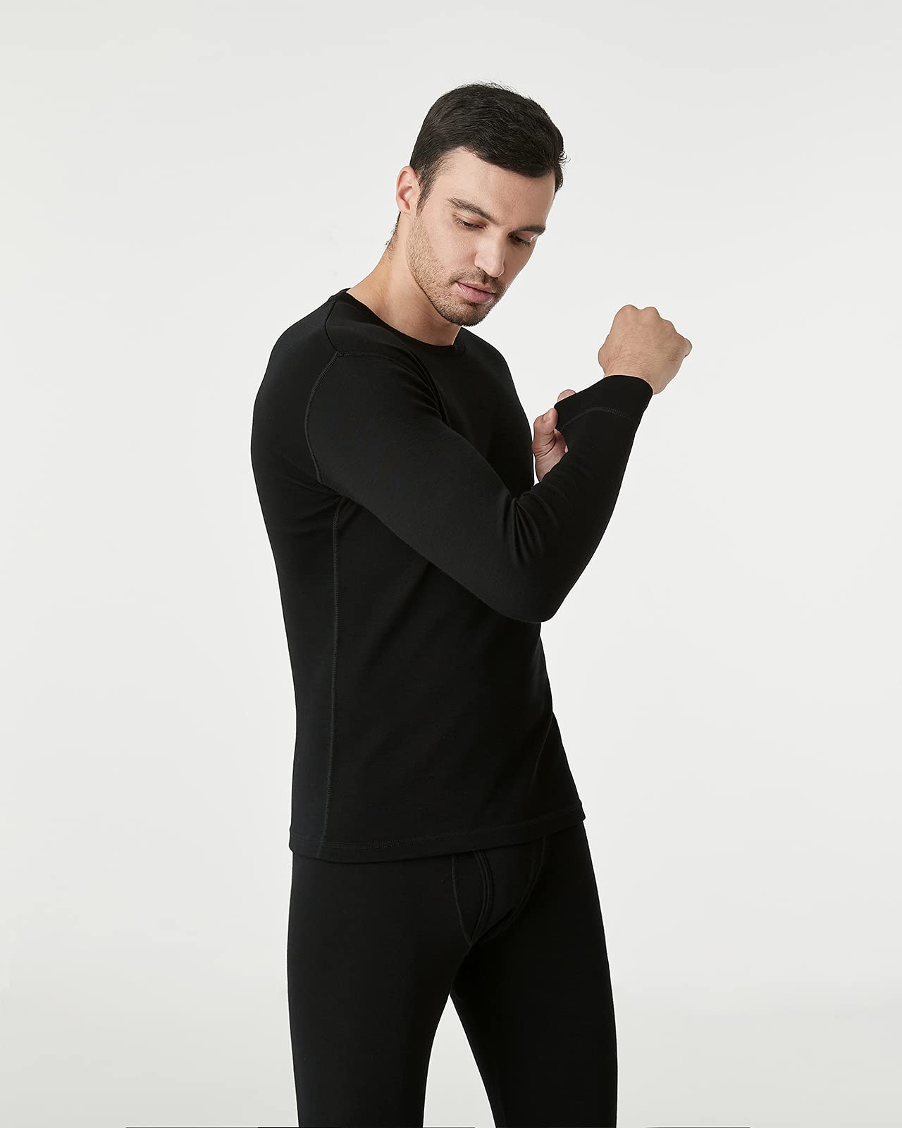 LAPASA Men 100% Merino Wool Shirt Base Layer Midweight Thermal Top Long Sleeve Hunting Undershirt Warm Soft Long John M67 Medium Top: True Blue