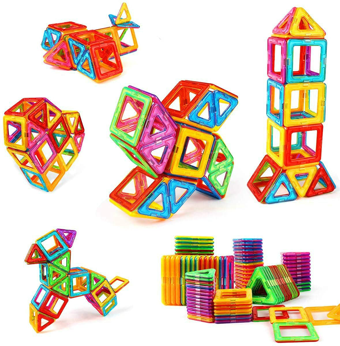 Magnetic Building Blocks Educational Toys Tiles Set for Boys & Girls Magnet Stacking Block Sets for Kid's Basic Skills Learning & Development Toys-Excellent Children's Gifts(YZ-062)