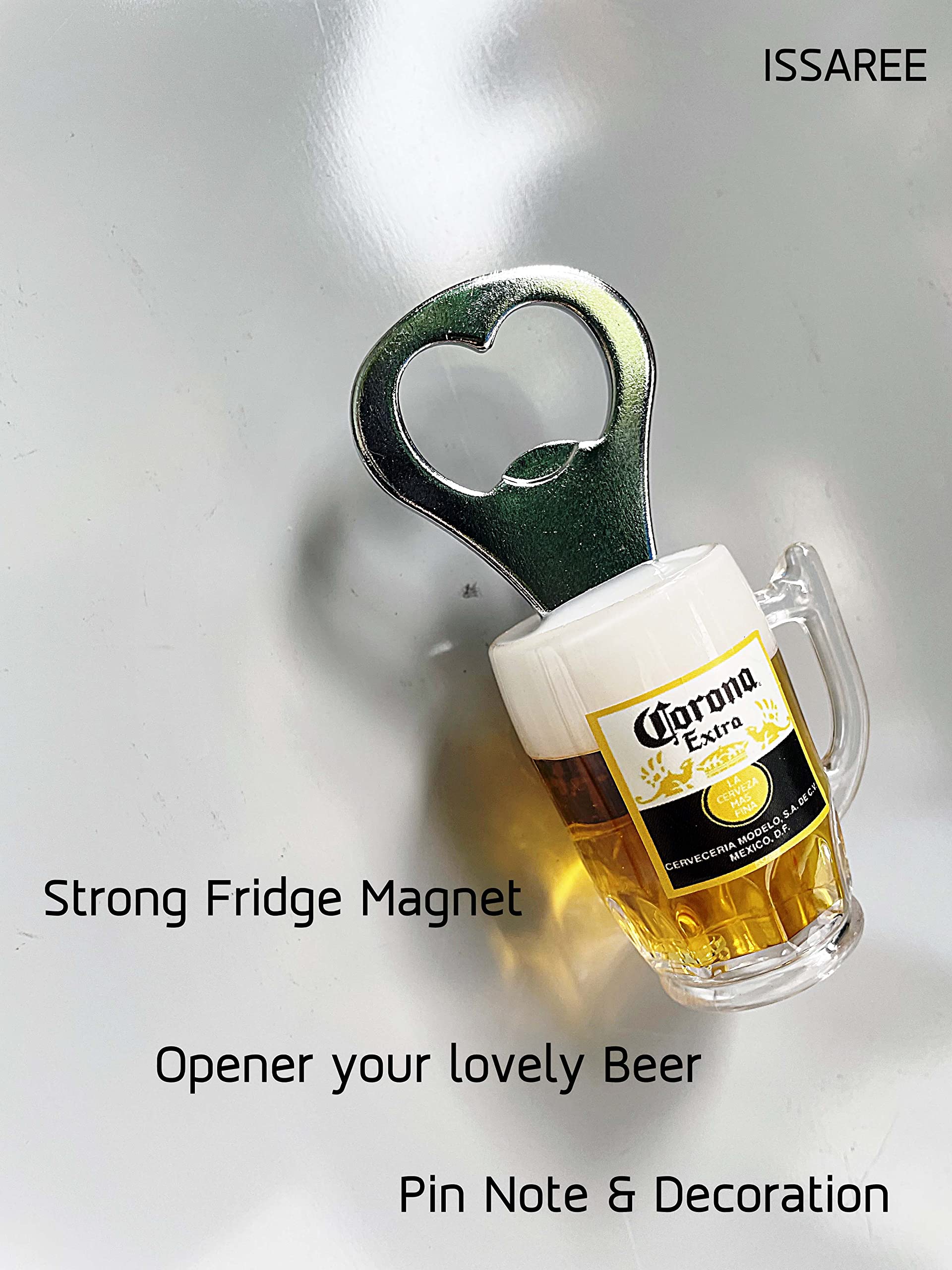 Magnetic Beer Bottle Opener Mug Shape Bottle Bar Refrigerator Decor Cool Unique Birthday Gifts Collection (Corona Extra)
