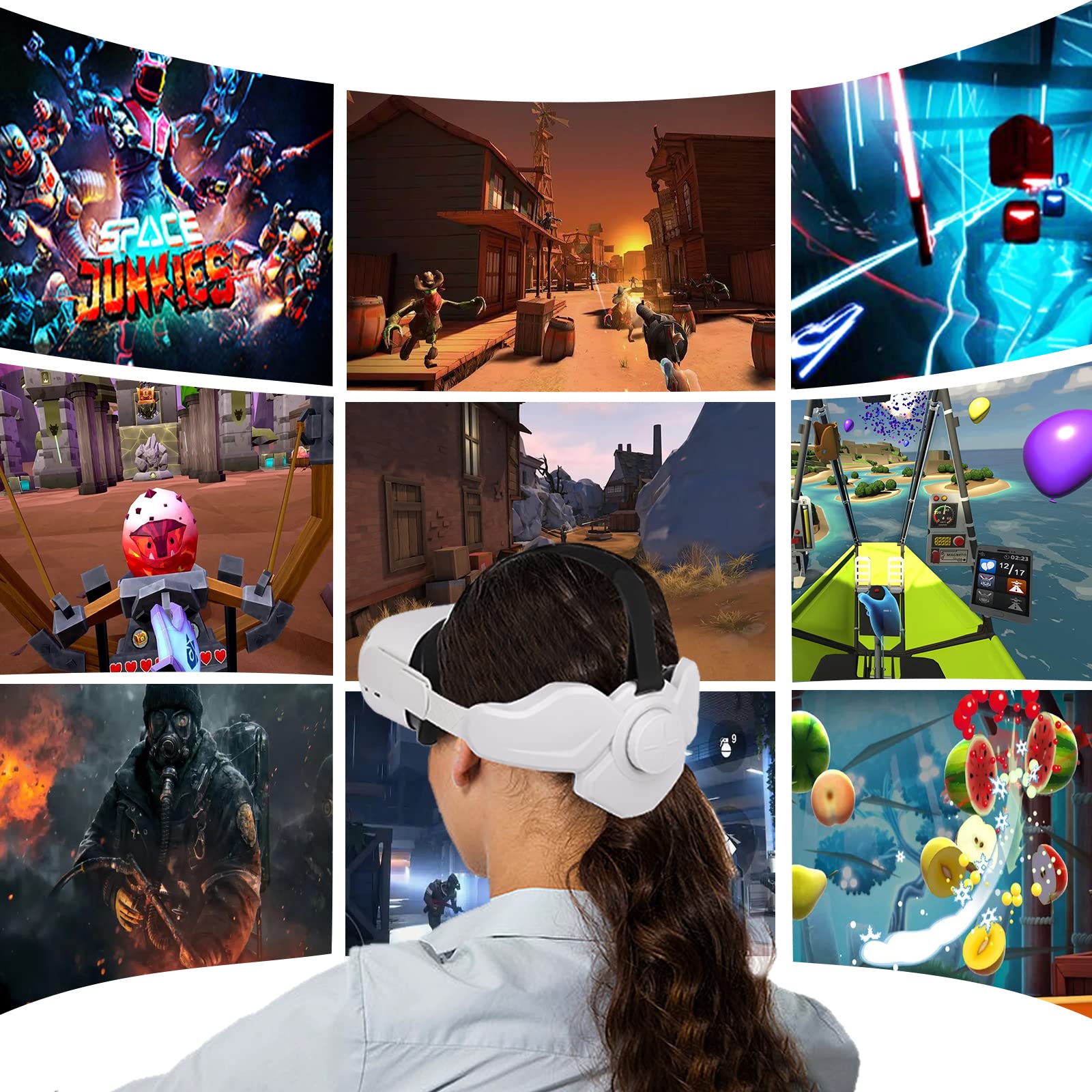 Head Strap for Oculus Quest 2 Vr Headset, Comfortable Headrest Design, Adjustable Head Strap, Fit Official Quest 2 Carrying Case