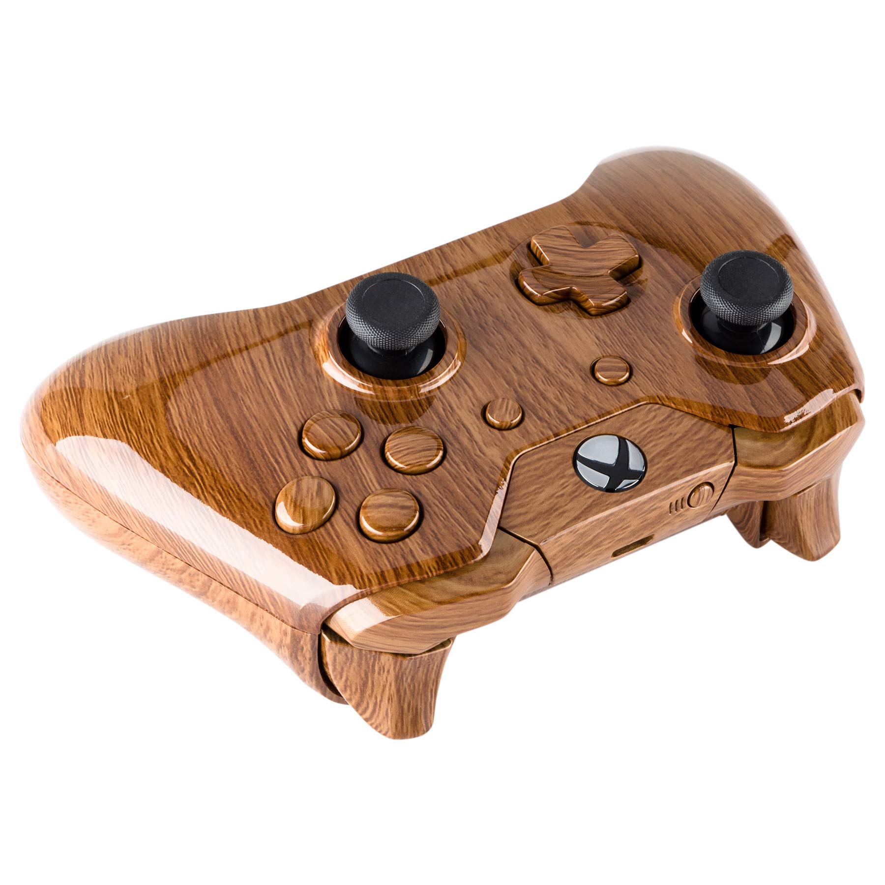 eXtremeRate Wood Grain Patterned Replacement Part Custom Full Housing Shell with Buttons for Xbox One Standard Controller with 3.5mm Headphone Jack (Model 1697) - Controller NOT Included