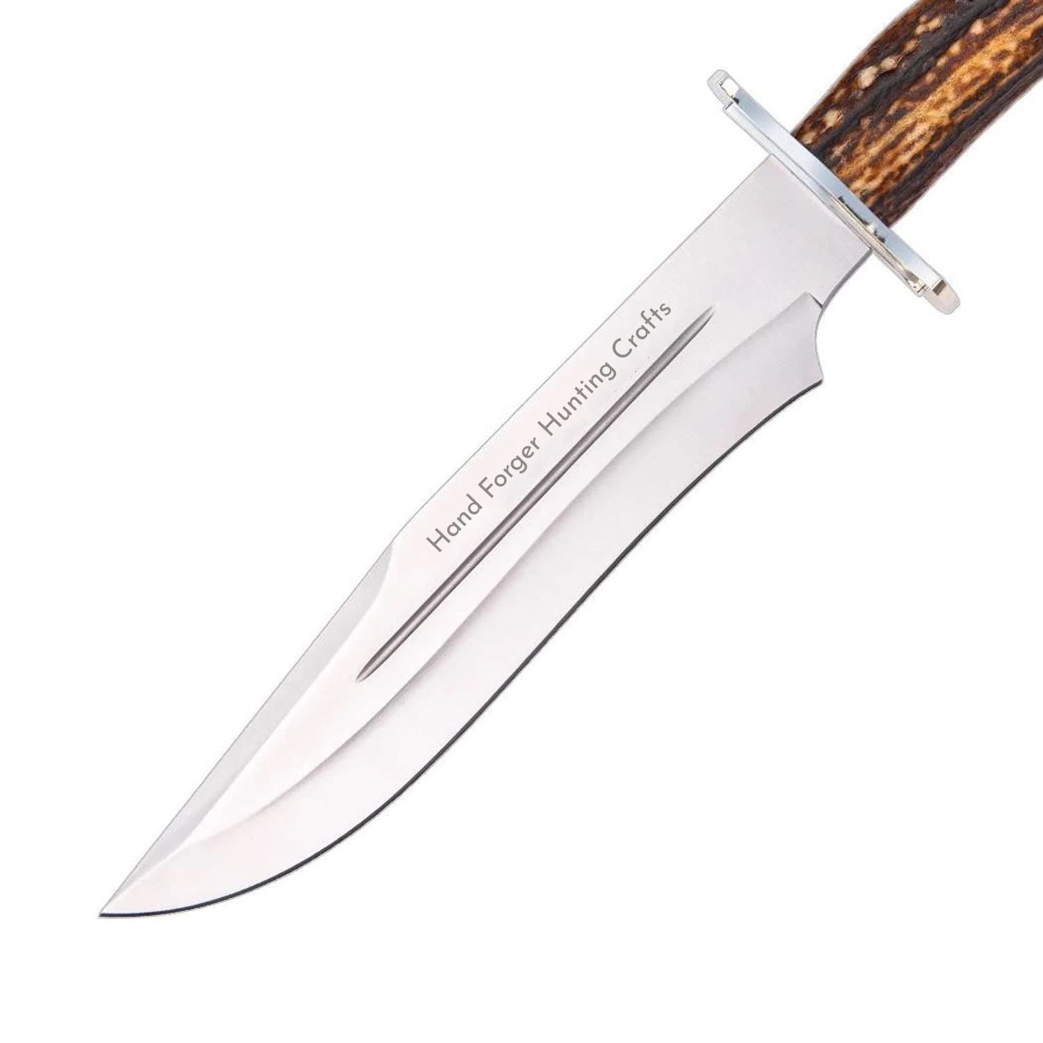 MAGNUM-26 Red Stag Seraphim Falls Movie Knife - Crown Antler Handle Hunting Bowie Knife with Leather Sheath