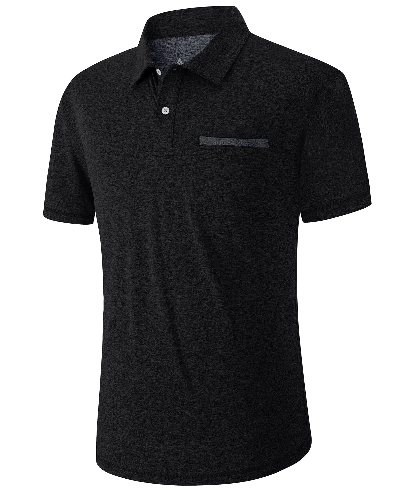 JACKETOWN Golf Polo Shirts for Men Moisture Wicking Sports T-Shirts Short Casual Polo(Black,2XL)