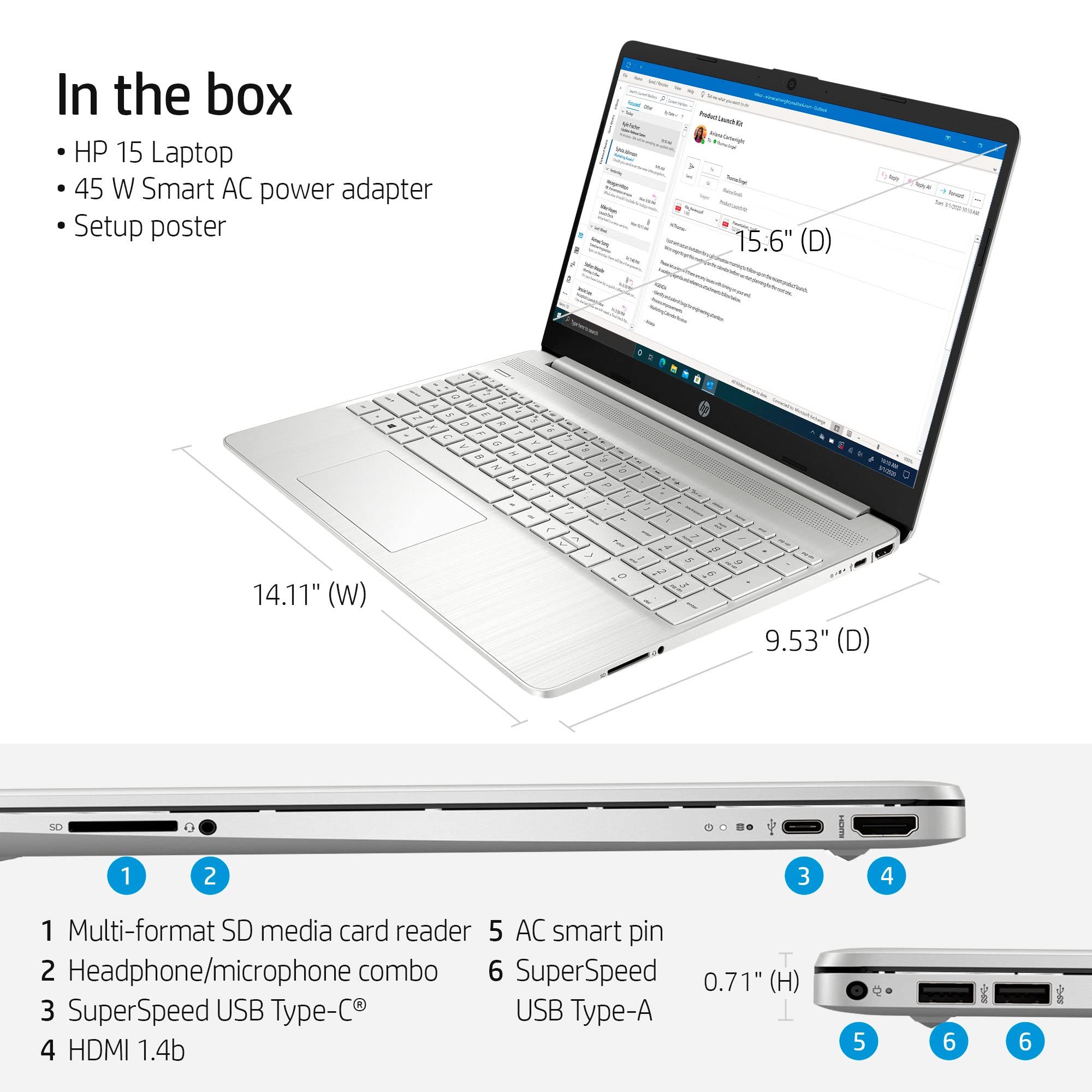 HP Pavilion 15 Laptop, 15.6'' HD Micro-Edge Display, 11th Gen Intel Core i3-1115G4 Processor (Beats i7-7500U), 32 GB RAM, 1 TB PCIe SSD, WiFi, HDMI, Windows 10, Silver (Renewed)
