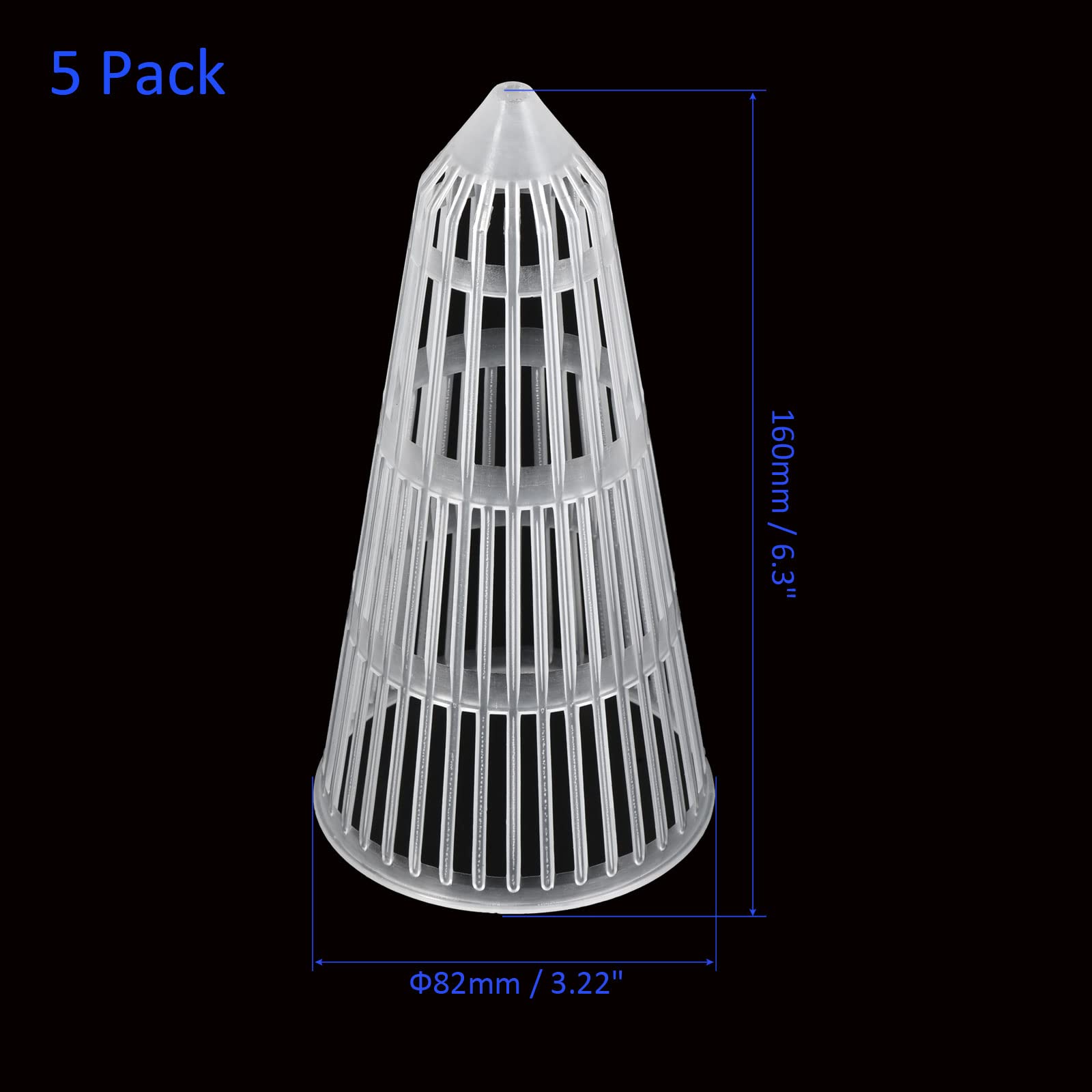 M METERXITY 5 Pack Plant Pot Hole Mesh Pads - Cone Shape Bonsai Flowerpot Drainage Grid Screen Apply to Outdoor/Garden (160x82mm, Clear)