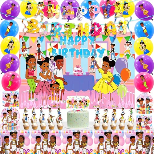 Gracie Corner Party Decorations - 155Pcs Gracies Corner Decorations include Banner Tablecloth Backdrop Ballons Cupcake Cake Toppers Tableware Hanging Swirls. Gracie Corner Birthday Decorations