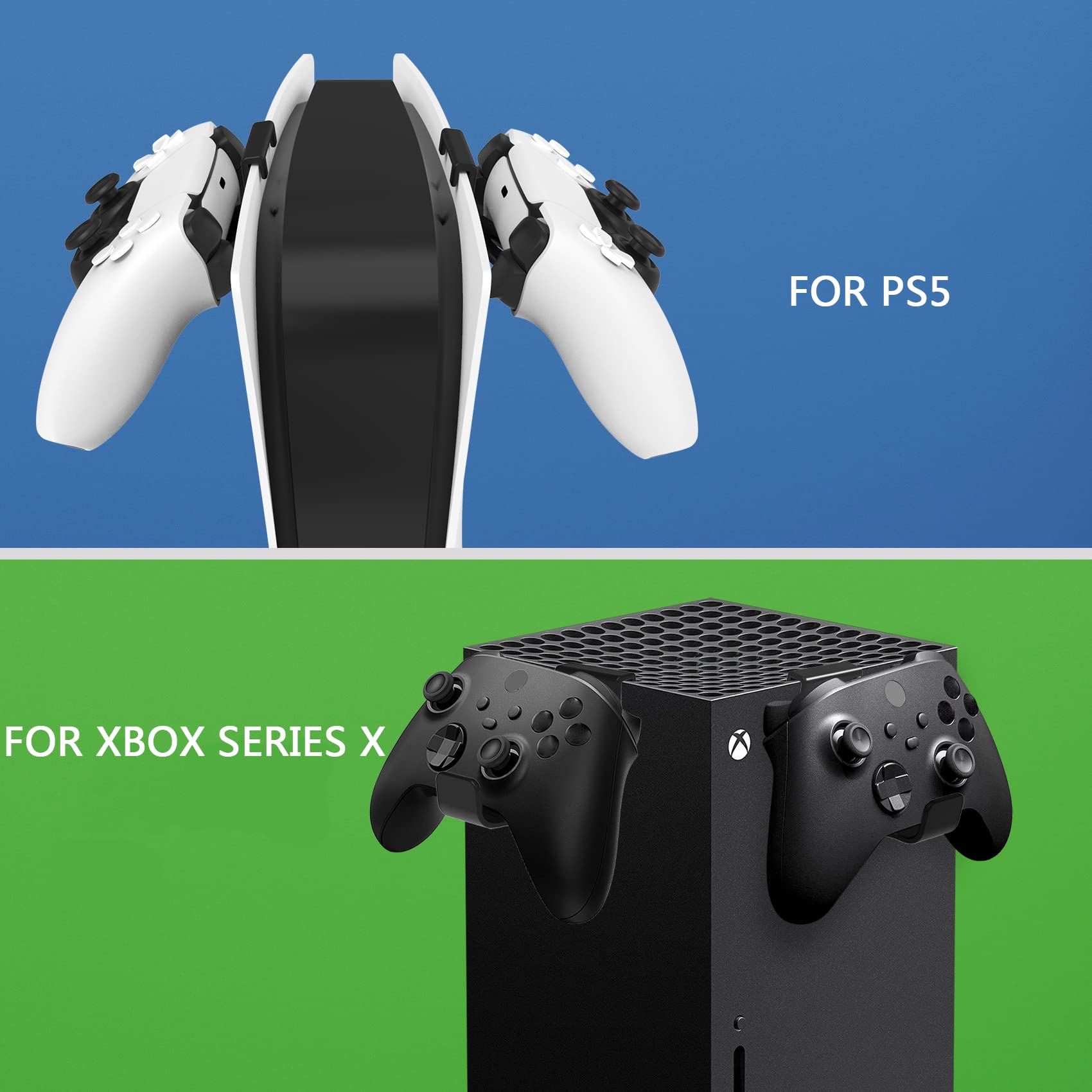 Headphone Stand & Gamepad Controller Hanger Holder(2 Pack) for PS5, Xbox Series X, Xbox Series S, Screwless Hook Stand Accessories - Black
