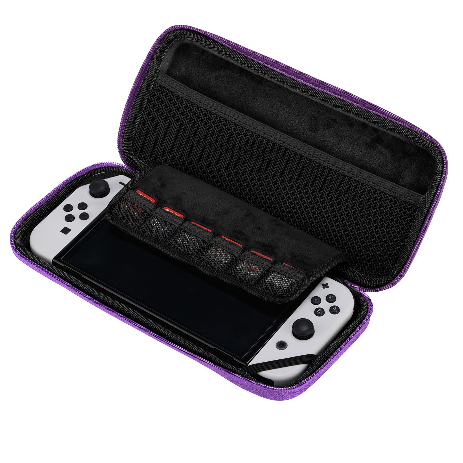 IINE Carrying Case for Nintendo Switch OLED,Can Storage 6 Game Cartridges Protective Hard Shell Traveling Case Travel for Switch,Black (Black)