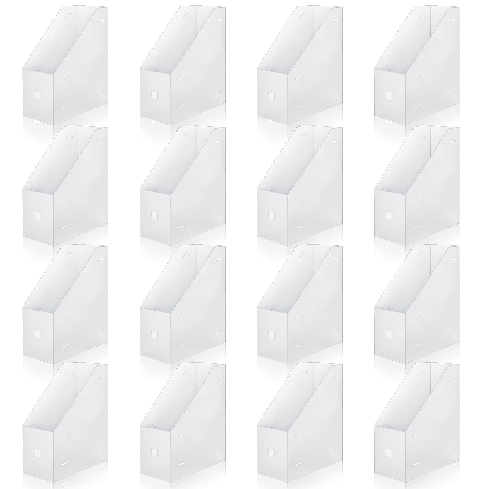 Jexine 16 Pcs Plastic Magazine Holder Foldable Magazine File Holder Folder Document Magazine Organizer Magazine Storage Box Book Bins for School Office Desk Supplies 10.6 x 9.4 x 3.9 Inch