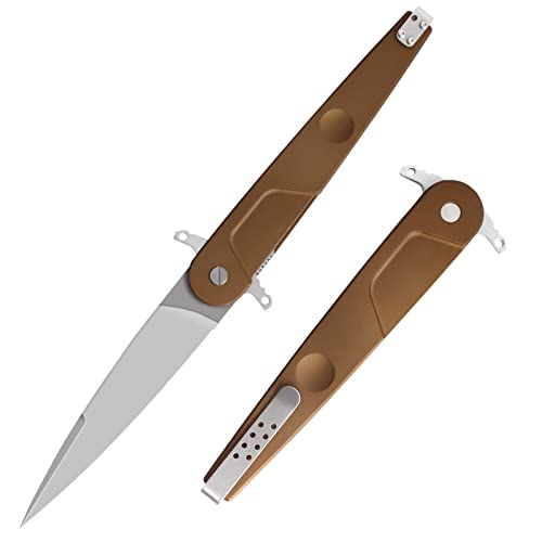 Hysenss 11" Pocket Folding Knife, N690 Stainless Steel Blade, Men's EDC Tactical Knife, Padded Lock for One Hand Operation, Suitable for Hunting, Outdoor Camping Fishing Cutting Gifting (yellow)