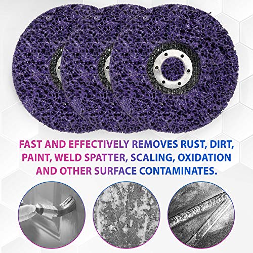 LotFancy Stripping Disc, 6PCS 4 1/2β x 7/8β Quick Easy Strip and Clean Discs, Paint and Rust Remover Stripper for Angle Grinder, Silicon Carbide Abrasive Wheel for Wood Metal Fiberglass, Purple