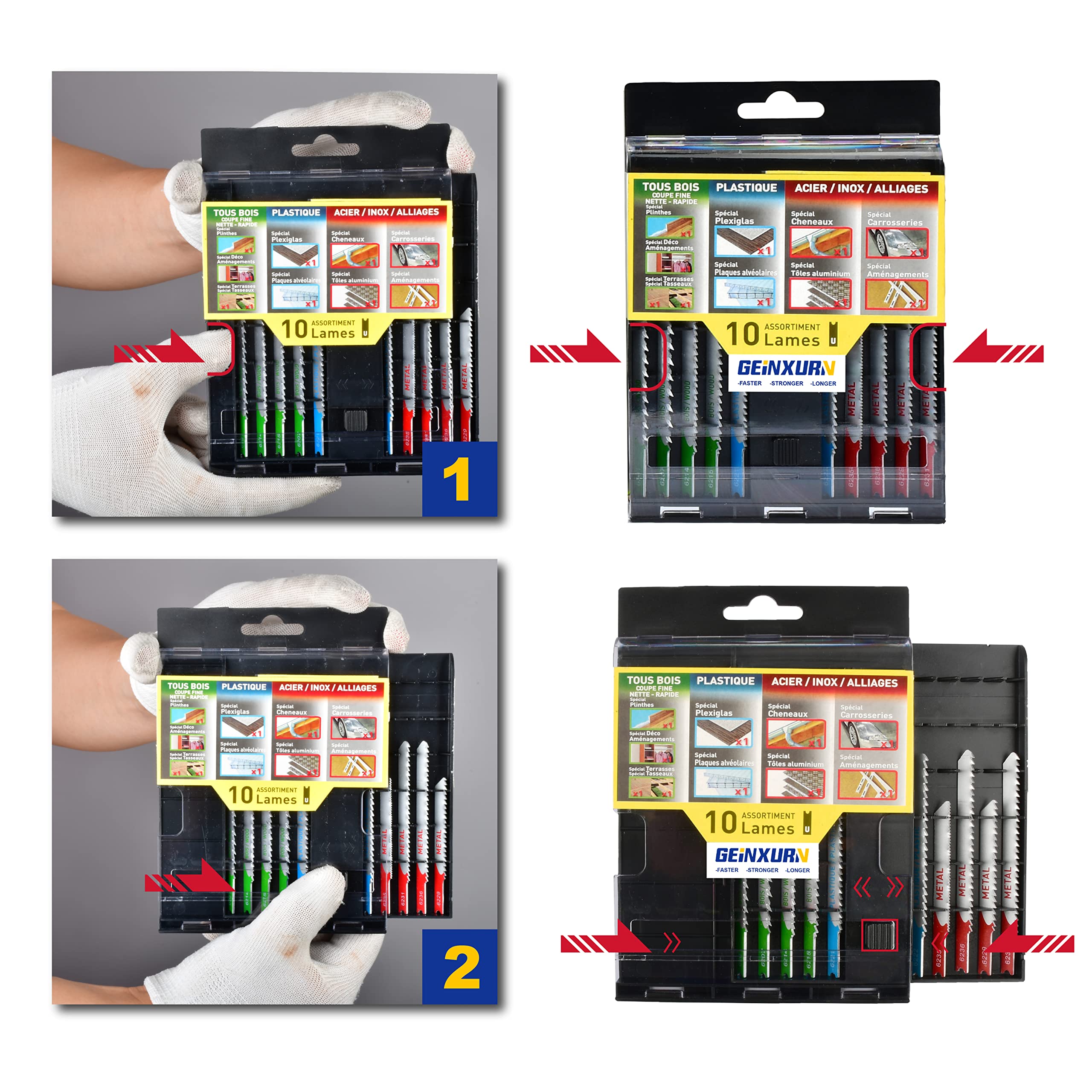 GEINXURN 30 Pieces U-Shank Jigsaw Blades, Assorted Jig Saw Blade Set for Cutting Metal Wood Plastic Plexiglass Fit for Bosch Compatible with Black+Decker Work with DEWALT and More