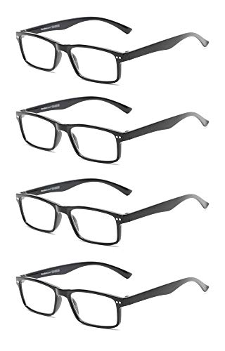 Readers Readers.com Fully Magnified Reading Glasses: The Cordon - 4 Pairs, Classic Rectangle for Women and Men - Black, 2.50