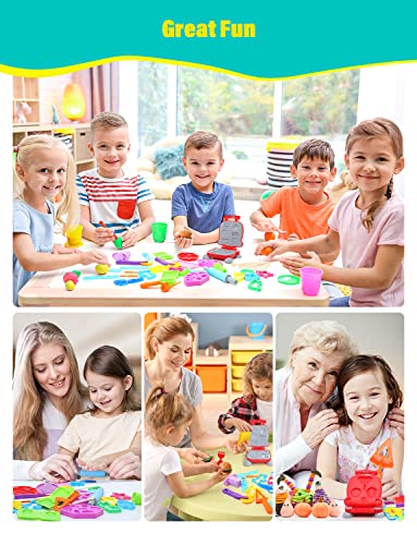 Play Dough Tools Set for Kids - 40PCS Playdough Toys Accessories with Shapes Cutters Extruder Kiddy Dough Tools Kit for Girls Boys