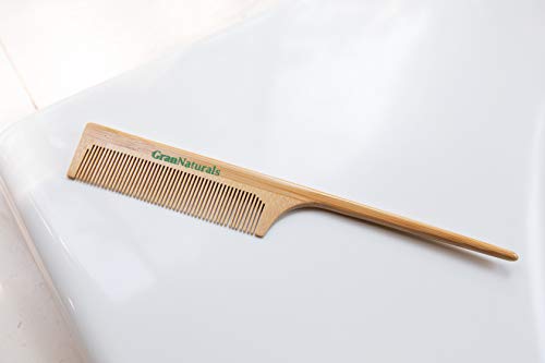 GranNaturals Wooden Rat Tail Comb - Hair Tool with Fine Teeth for Teasing Strands & Post Styling - Peach Rattail Wood Pick Handle for Sectioning & Parting - Perfect for Professional & Personal Use