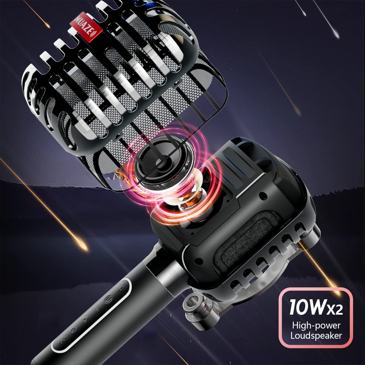 HUAZE Wireless Bluetooth Karaoke Microphone Portable Handheld Karaoke Singing Speaker Microphone Mini Karaoke Machine System for Kids and Adults Connected PC Devices Smart TV/All Smart Phones