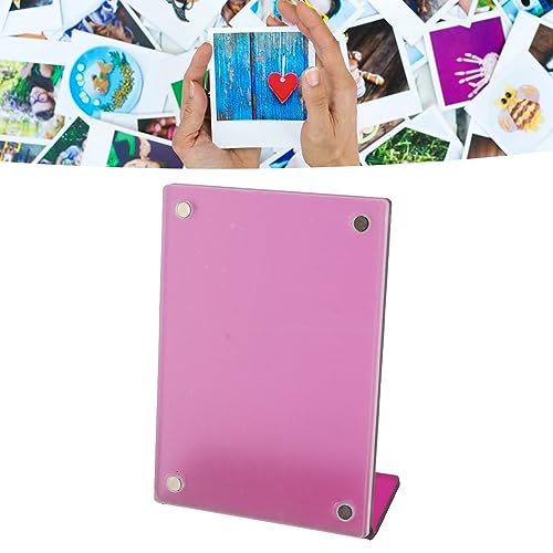 Jiawu Slanted Back Photo Frame, Self Standing Photo Frame Acrylic Multi Purpose Simple Operation for Office for Celebrity Mini Cards (Rose Red)