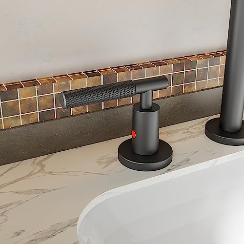 KPAIDA Bathroom Faucets, 3 Hole Bathroom Sink Faucet Matte Black 8 inch Widespread Bathroom Faucet, 2 Handle Faucet for Bathroom Sink Vanity with Pop Up Drain
