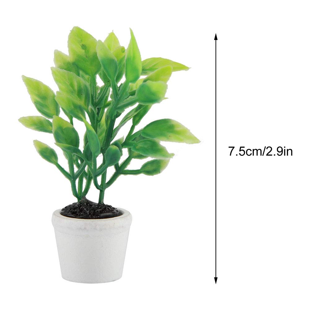 Fdit Artificial Miniature Green Plant Bonsai Fake Potted Plant Garden Decor Accessory for Home Garden Decor Regard