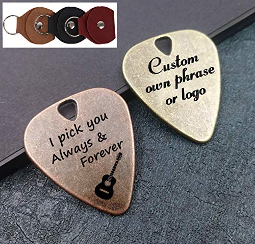 FKOG Custom Metal Guitar Pick, Customize Personalized Wood Guitar Pick Holder Music Gifts for Him Her Men Women Dad Husband Boyfriend Girlfriend (custom link)