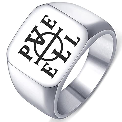 Laser Engraved Pele Enochian Of Solomon Silver Stainless Steel Men's Womens Magic Ring