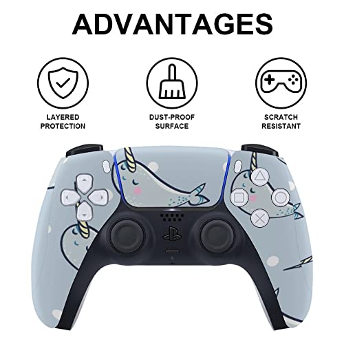Manatee and Dots Full Protective Skin Cover Design Wrap Decal Sticker Compatible with PS5 Digital Edition Console and Controller