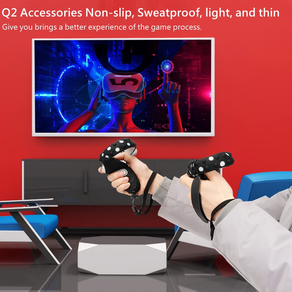 Head Strap Accessories for Oculus Quest 2, 6-in-1 Replaceable VR Silicone face Cover, VR Shell Cover, and Quest 2 Touch Controller Grip Cover, Reduce Face Pressure Comfortable Touch