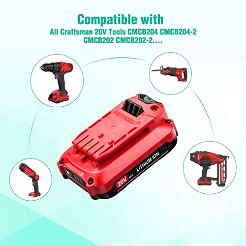 FirstPower 20V 3.0Ah Battery CMCB202-2 2Packs - Replace for Craftsman 20V Lithium Battery CMCB204 CMCB202 CMCB201 - Compatible with Craftsman V20 Series 20V Max Cordless Power Tools