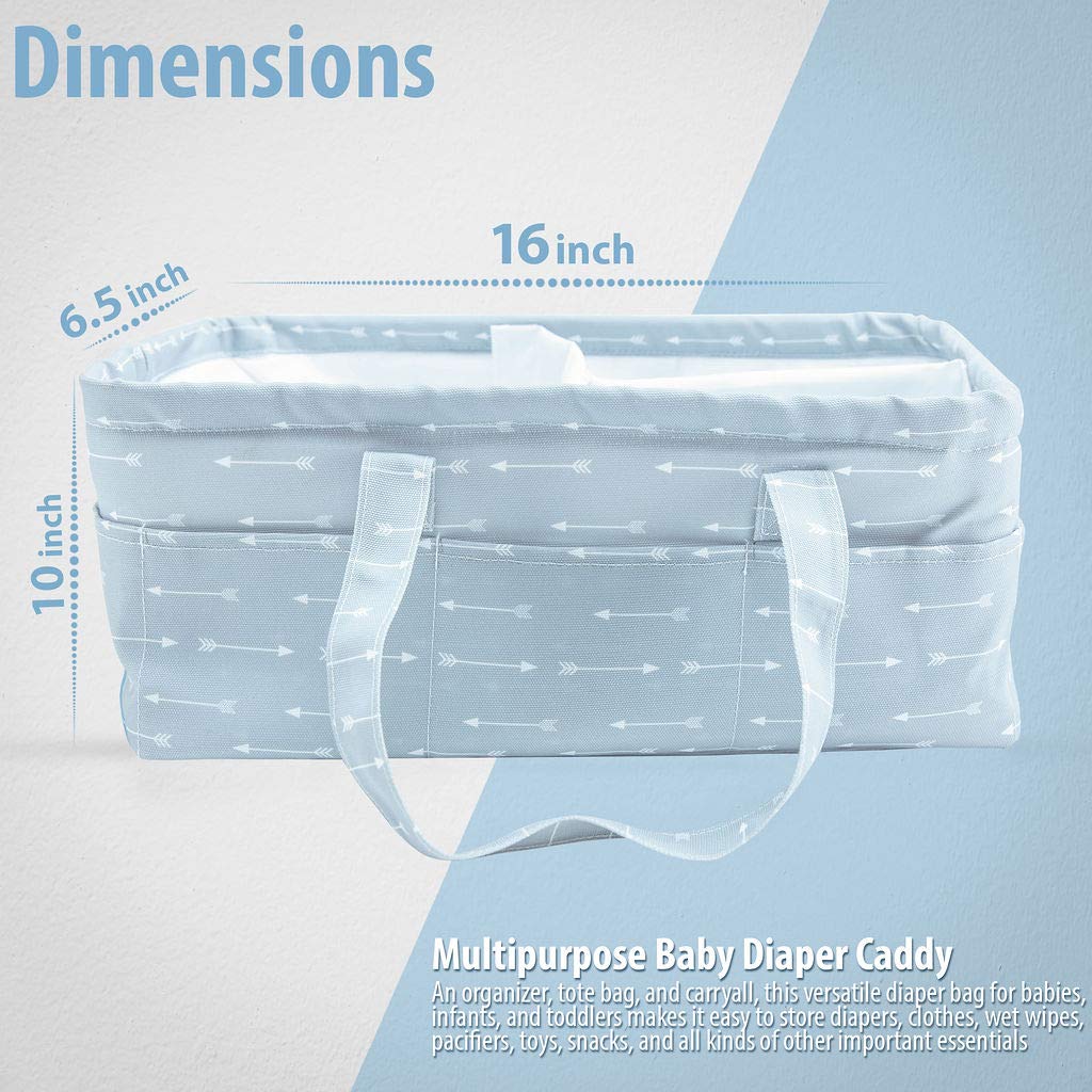 Gray Baby Diaper Caddy Organizer - | Large Gray Nursery Storage Bin for Changing Table | Shower Gift Basket | Car Travel Tote Bag | Newborn Registry Must Have