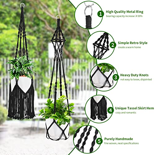SFENNGPET Macrame Plant Hangers, 6Pack Hanging Planters for Indoor Plants w/ 6 Set Hangers Kit Handmade Macromay Plant Hangers Indoor Flower Pots Holder Stand for Boho Home Décor