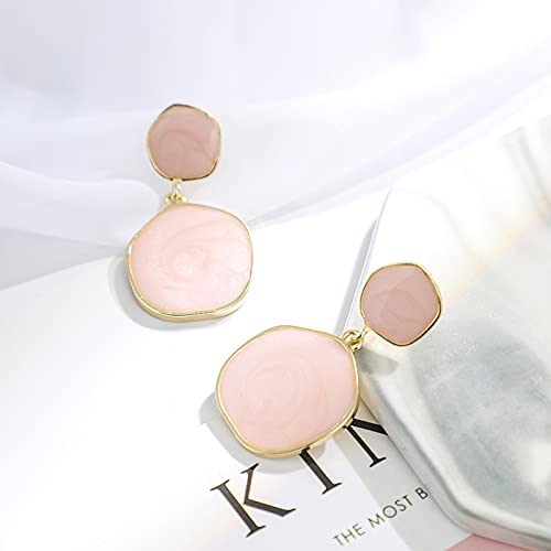 Flairs New York Marble Drop Dangle Earrings Set (Baby Pink Marble, Pack of 1 Pair)