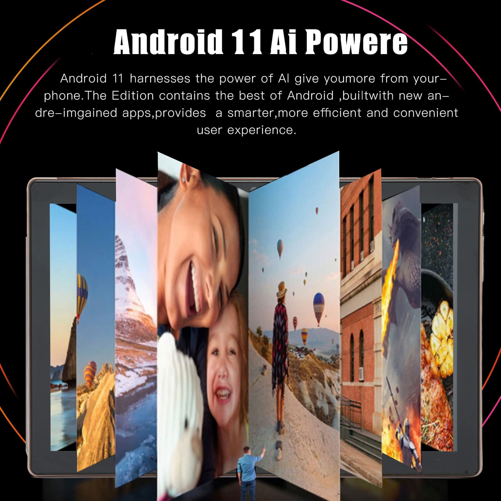 GLOGLOW Tablet, Night Reading Mode US Plug 100-240V 10 Inch Tablet Front 5MP Rear 8MP 4GB 256GB 2.4G 5G WiFi for Study for 11 (US Plug)