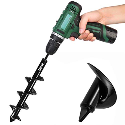 Jayzod Auger Drill bit for Planting 4"X25" Garden Auger Spiral Drill Bit for Bulb & Bedding Plant for 3/8” Hex Drive Drill