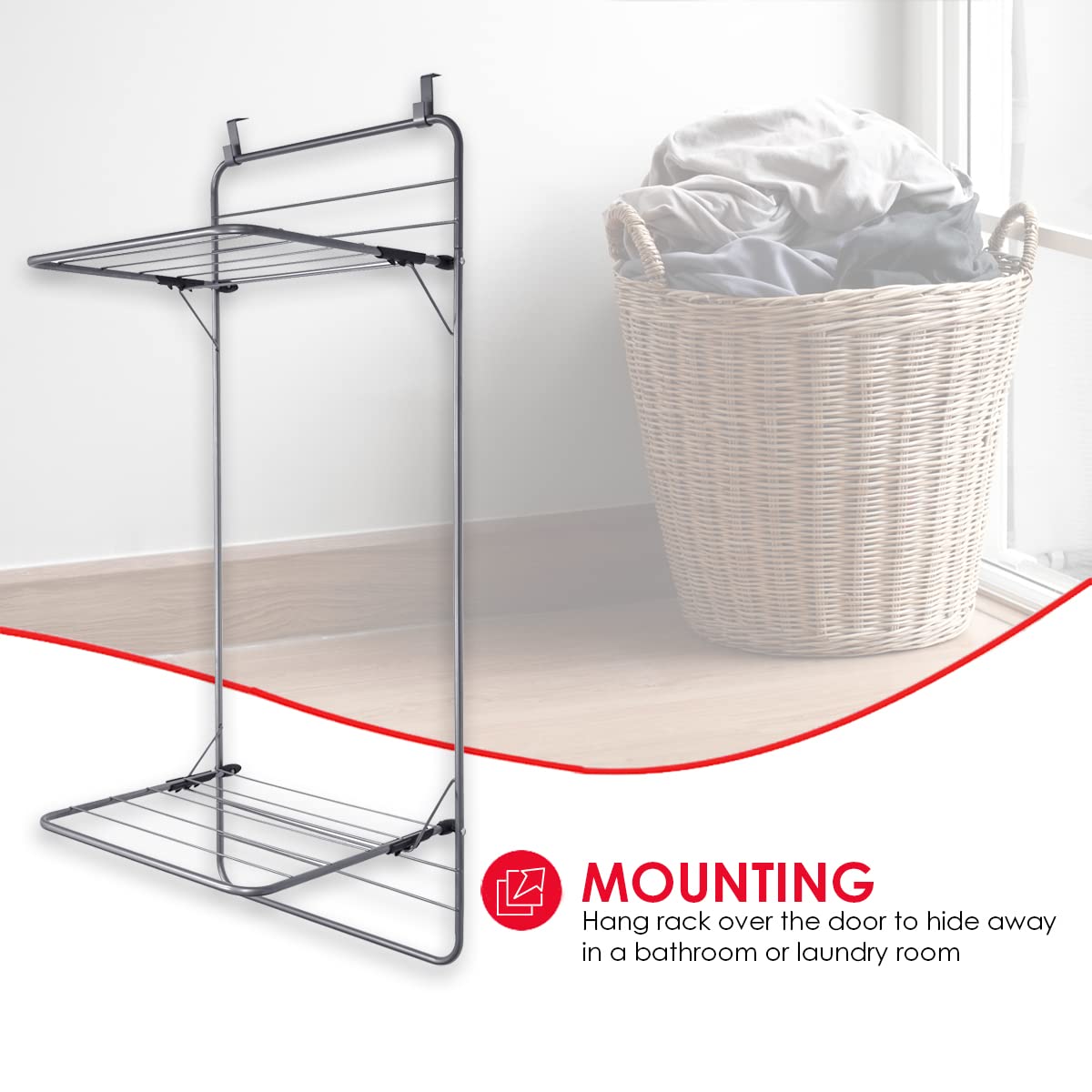 Sunbeam Steel Over the Door Towel Dryer Rack, Grey